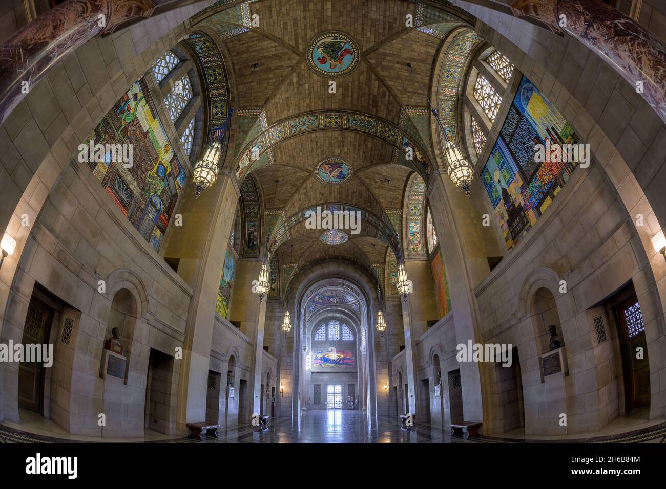 Great Hall and corridor of the Nebraska State Capitol building in ...