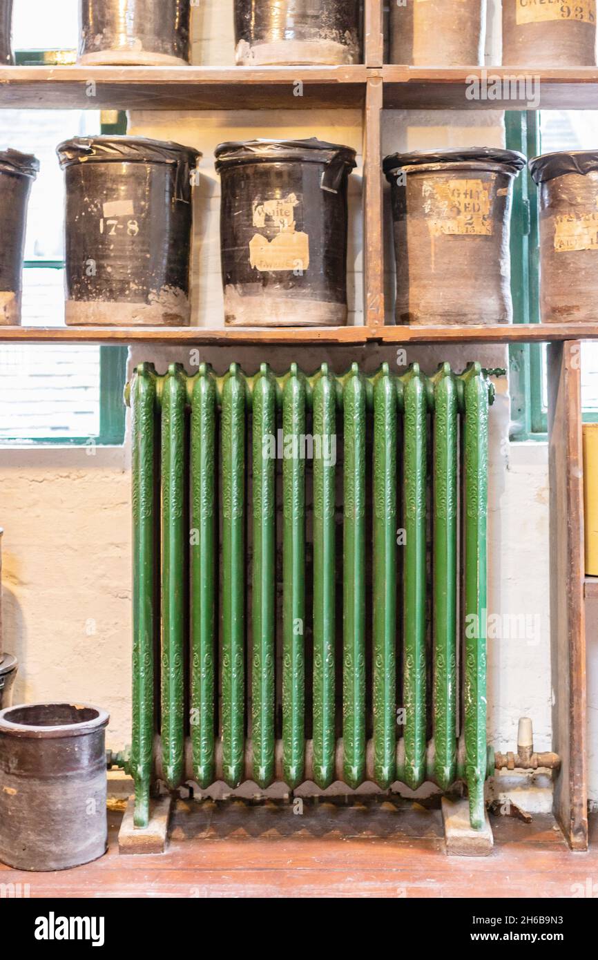 old green cast iron radiator at Gladstone Pottery Museum, Longton ...