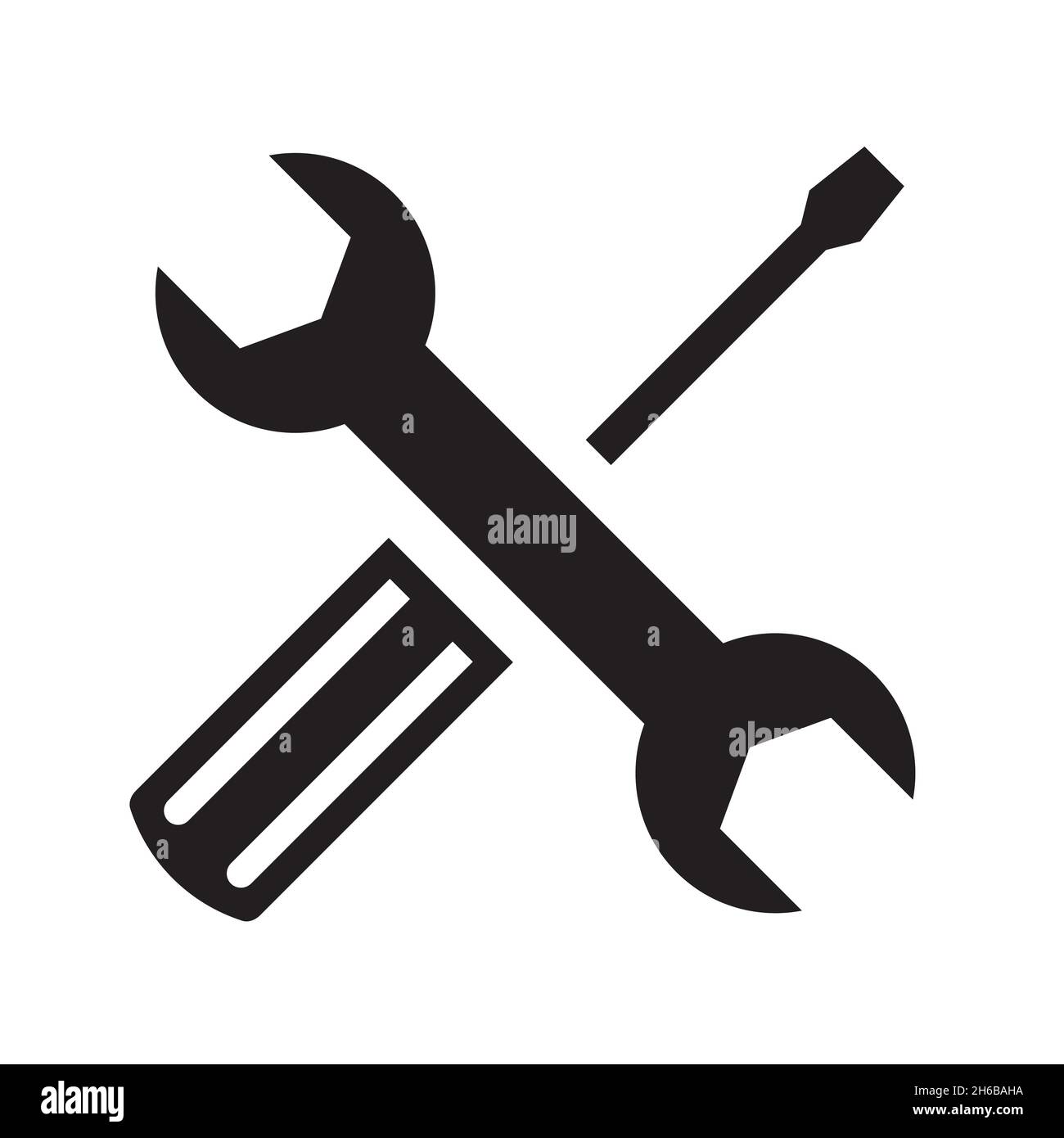 Working tools screwdriver and wrench for repair or support symbol ...