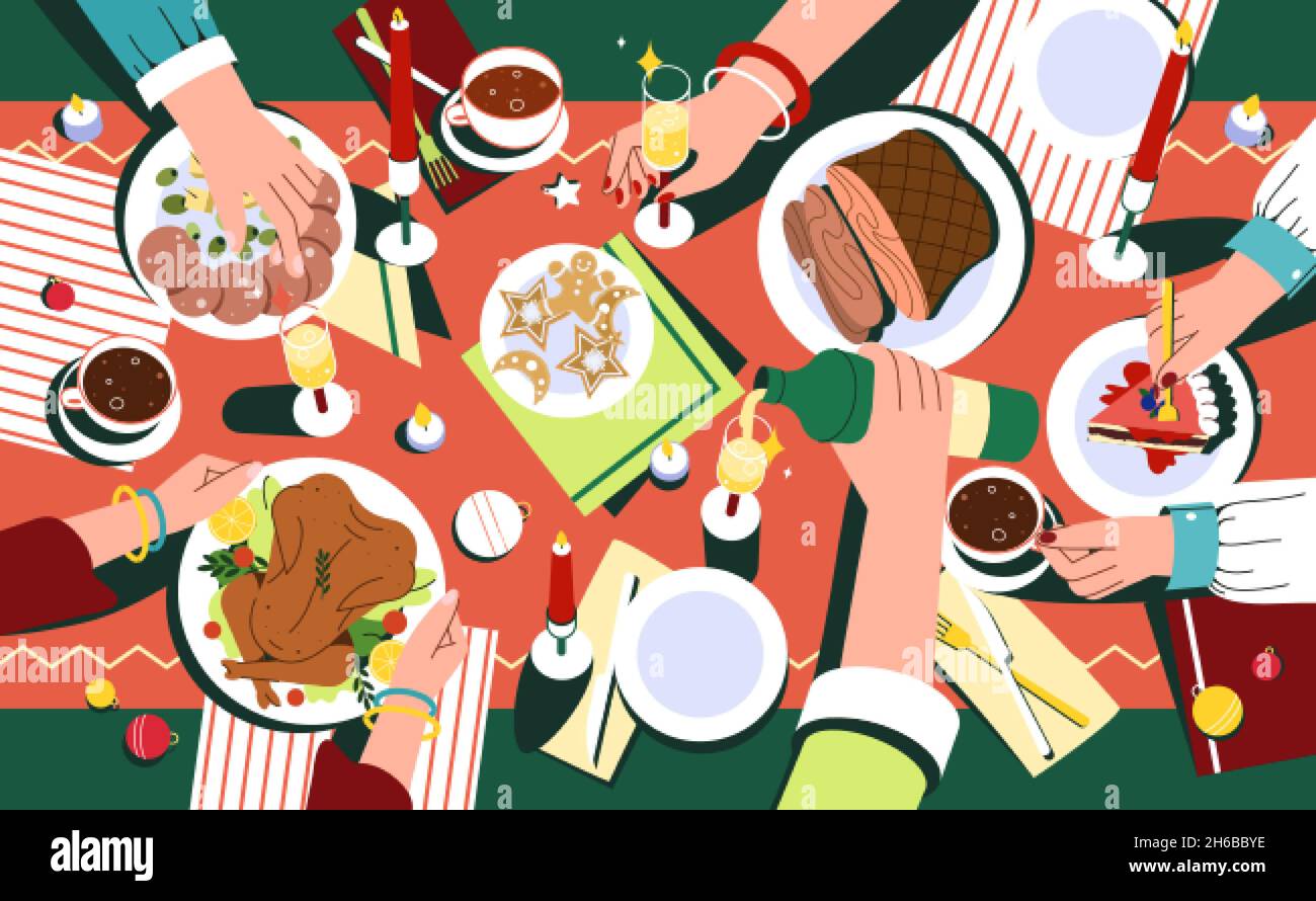 Festive family table food Stock Vector Images - Alamy