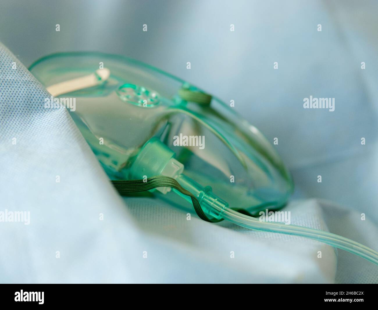 Intensive care unit.Oxygen mask and supplied gas tube from hospital ...