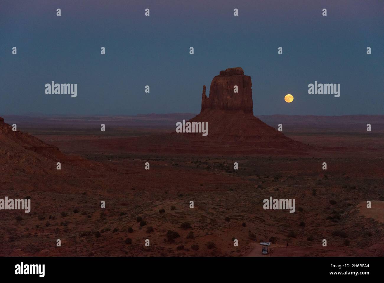 Full moon over the famous Monument Valley in Arizona, USA Stock Photo ...