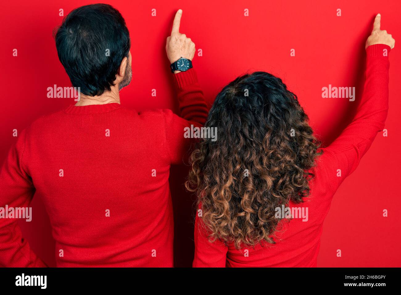 Middle age couple hug behind hi-res stock photography and images - Alamy