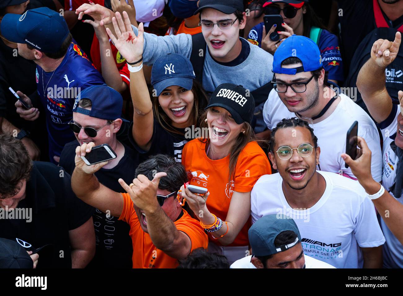 The crowd of fans on the track during the podium ceremony during the ...
