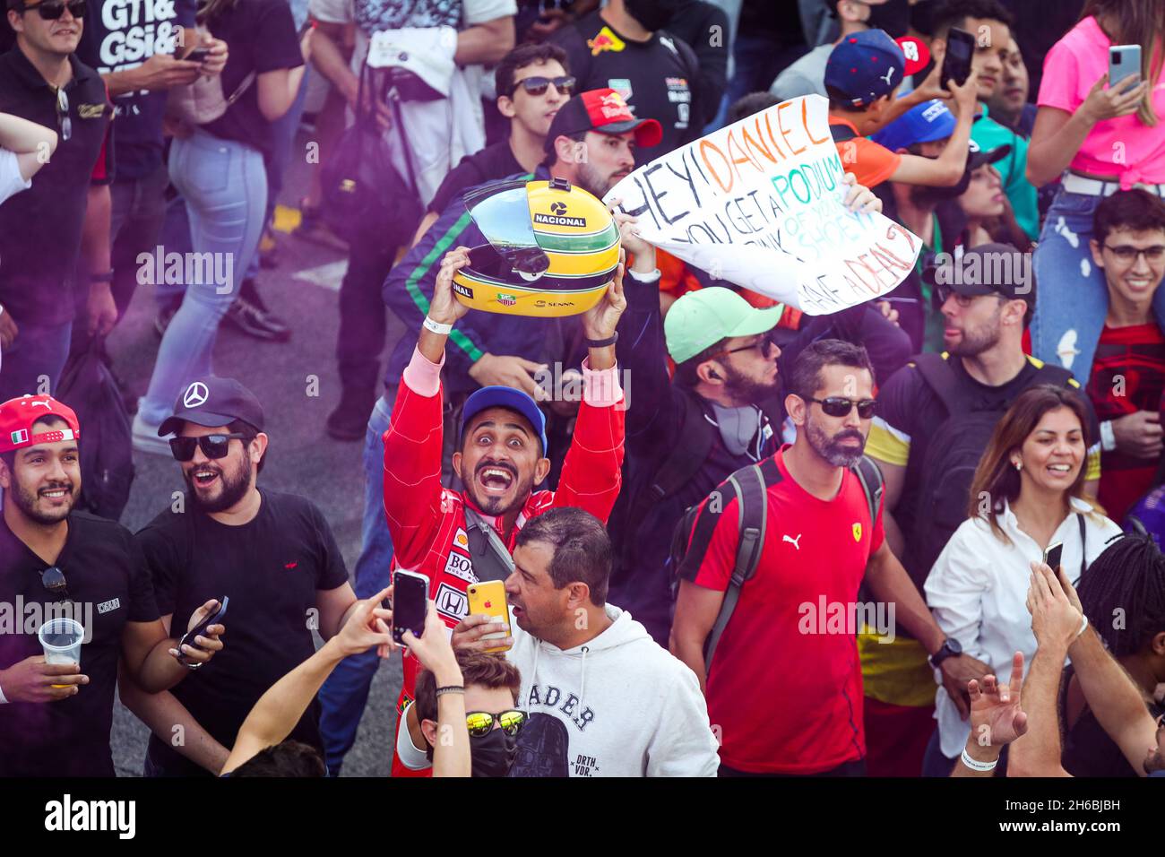 The crowd of fans on the track during the podium ceremony during the ...