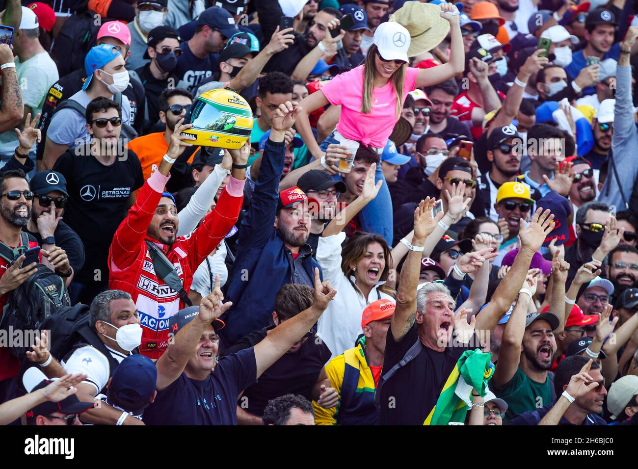 The crowd of fans on the track during the podium ceremony during the ...