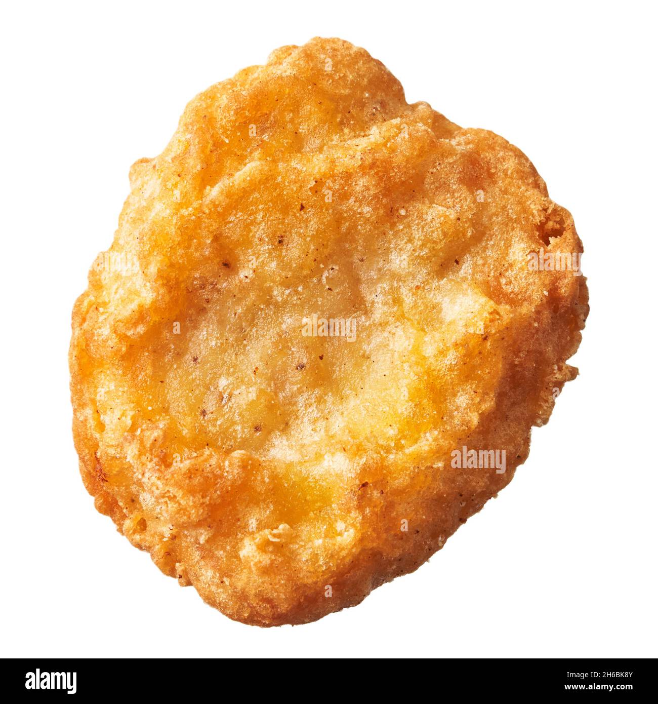 SIngle chicken nugget isolated on a white background Stock Photo - Alamy