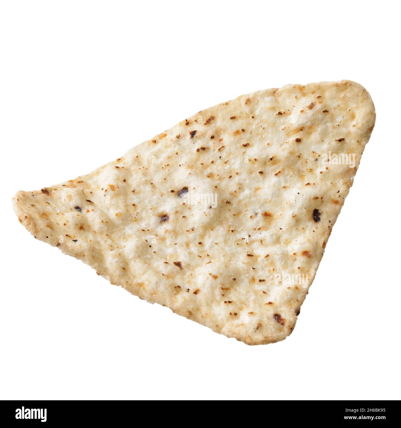 Single mexican nacho chip isolated on a white background Stock Photo ...