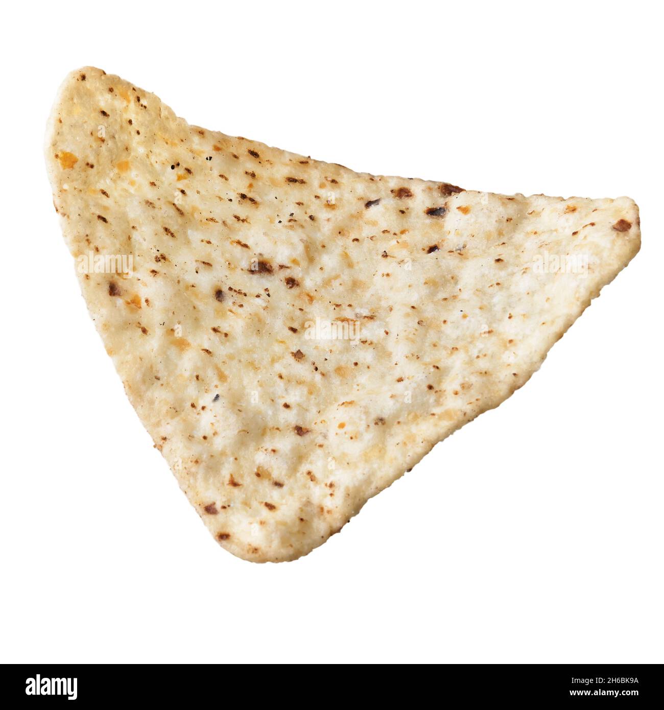 Single mexican nacho chip isolated on a white background Stock Photo ...
