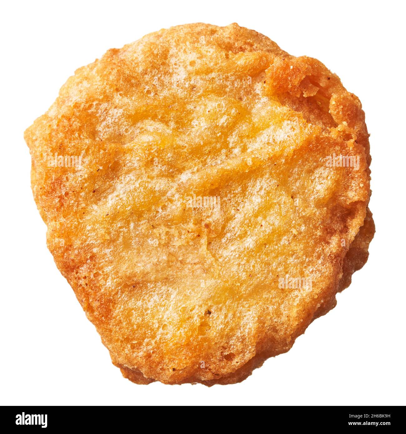 SIngle chicken nugget isolated on a white background Stock Photo - Alamy
