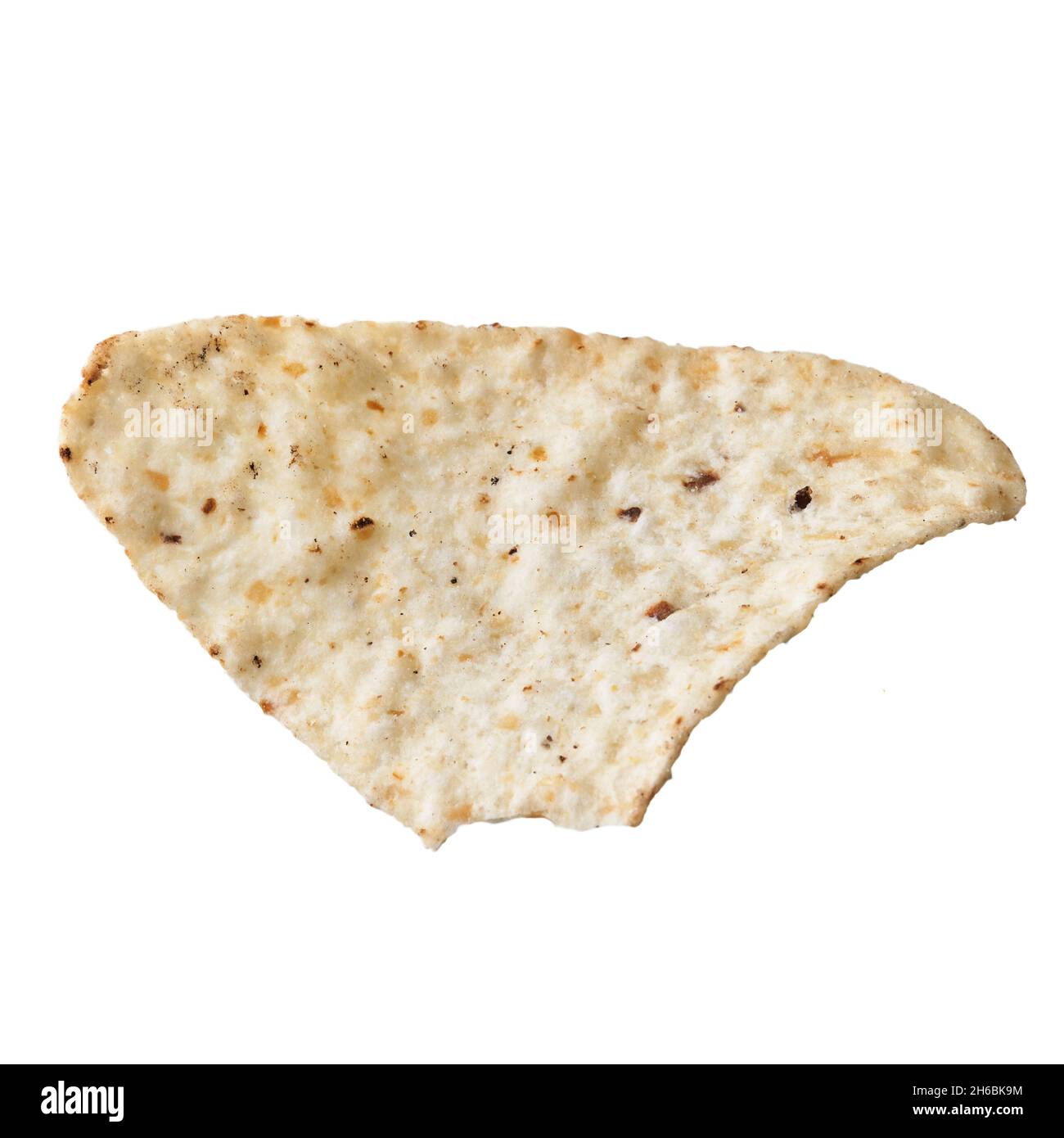 Single mexican nacho chip isolated on a white background Stock Photo ...