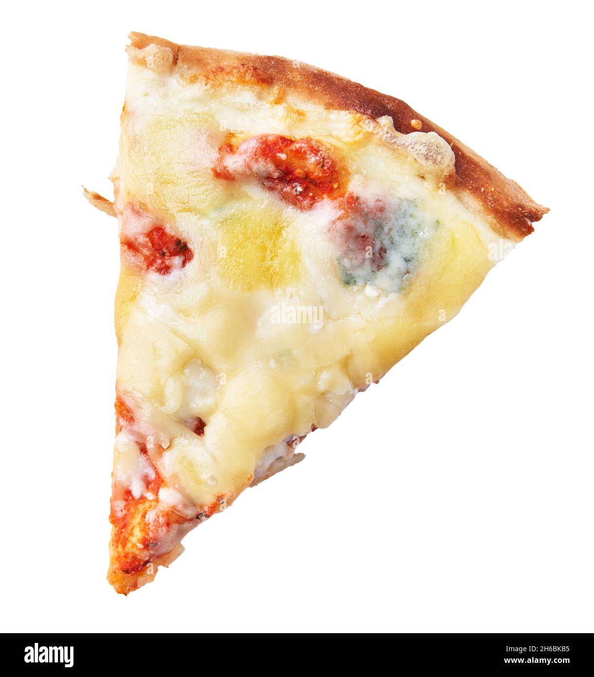 Slice of 4 cheeses italian pizza isolated on a white background Stock ...