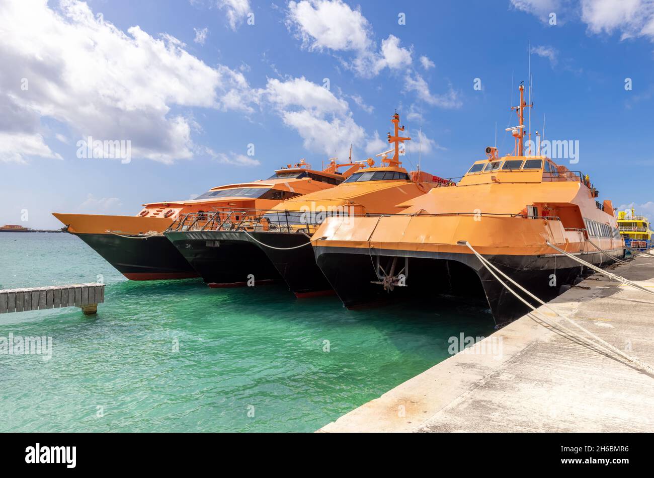 High-speed Cozumel ferry at the terminal of San Miguel de Cozumel ...