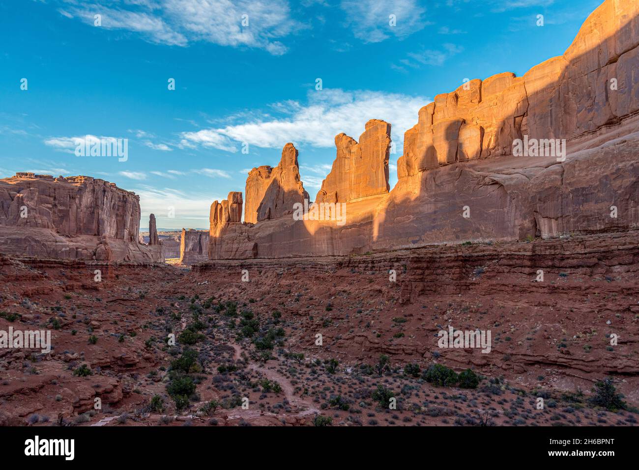 Scenic rock formation in the Park Avenue in the Arches National Park ...