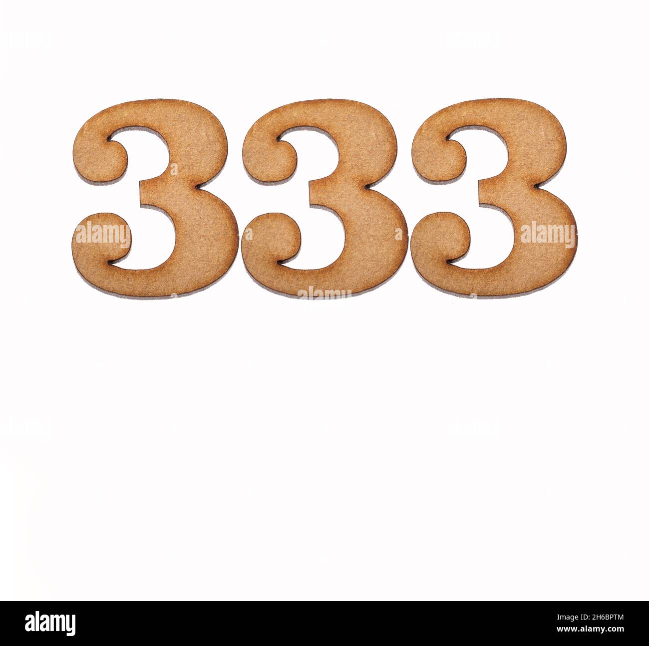 Number 333 - Piece of wood isolated on white background Stock Photo - Alamy