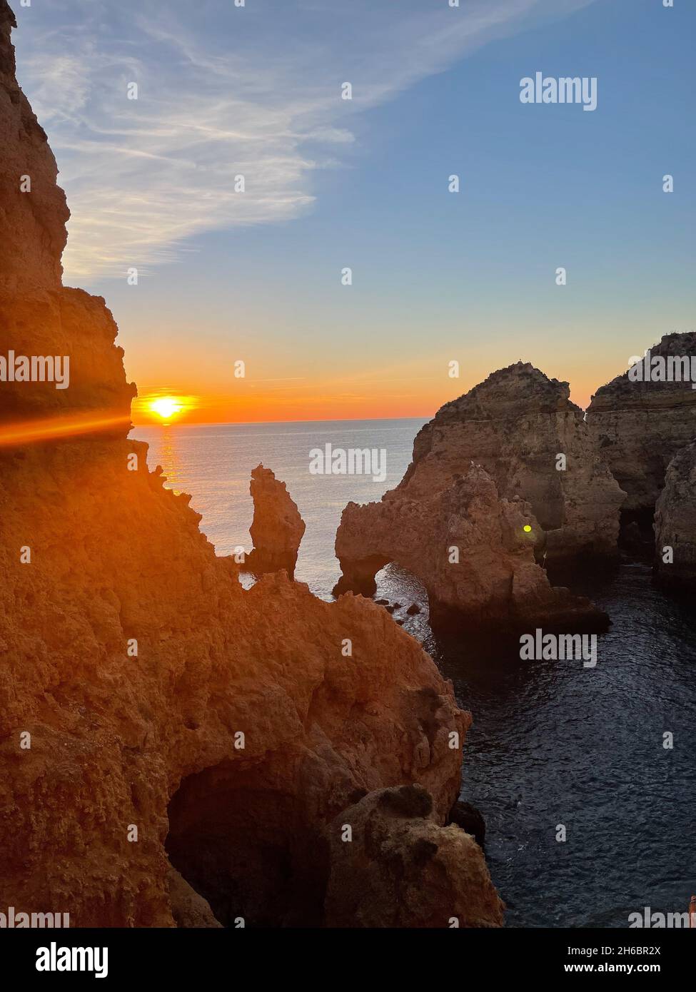 Praia Dona Ana Ponta da Piedade with turquoise sea water and cliffs ...