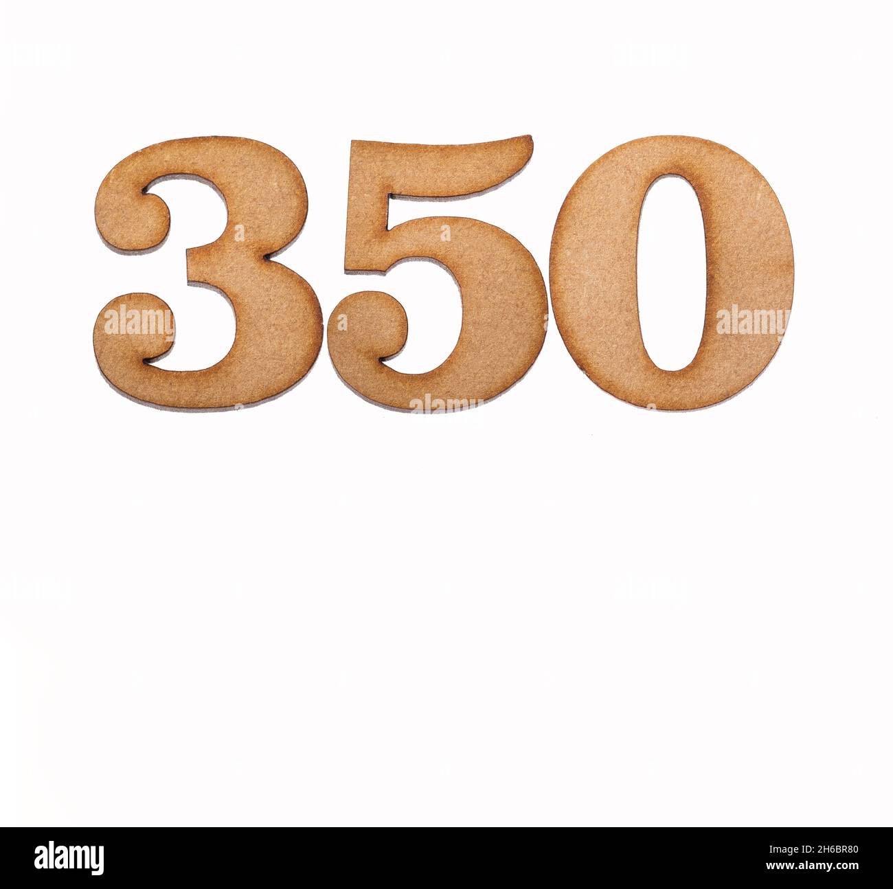 Number 350 in wood, isolated on white background Stock Photo - Alamy