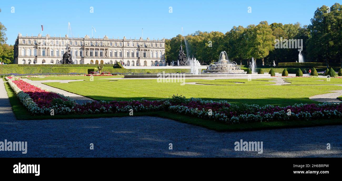 grand Bavarian Herrenchiemsee Palace, fountains, waterworks and parks ...