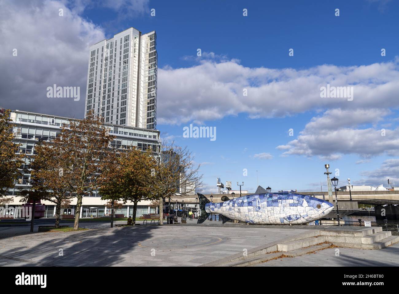 BELFAST, UNITED KINGDOM - Oct 15, 2021: Belfast big fish, a sculpture ...