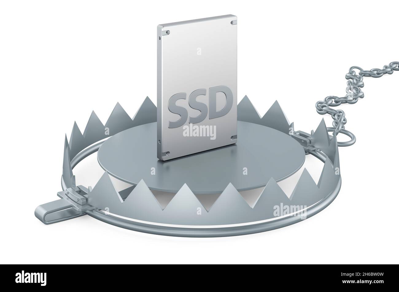 Bear trap with solid state drive SSD, 3D rendering isolated on white ...