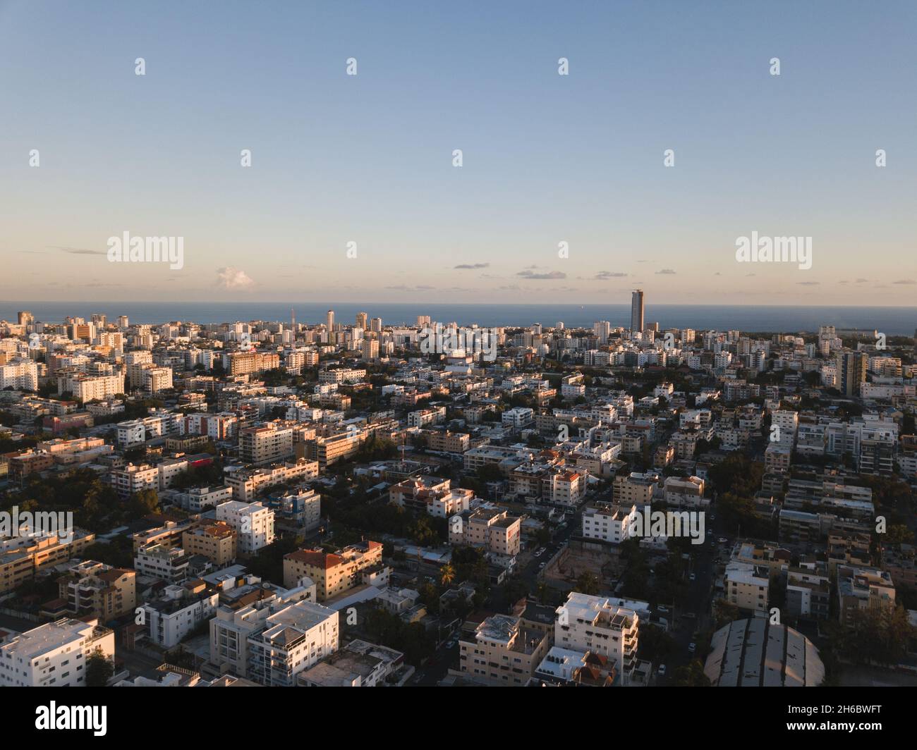 An aerial view of the Santo Domingo city, beautiful afternoon in ...