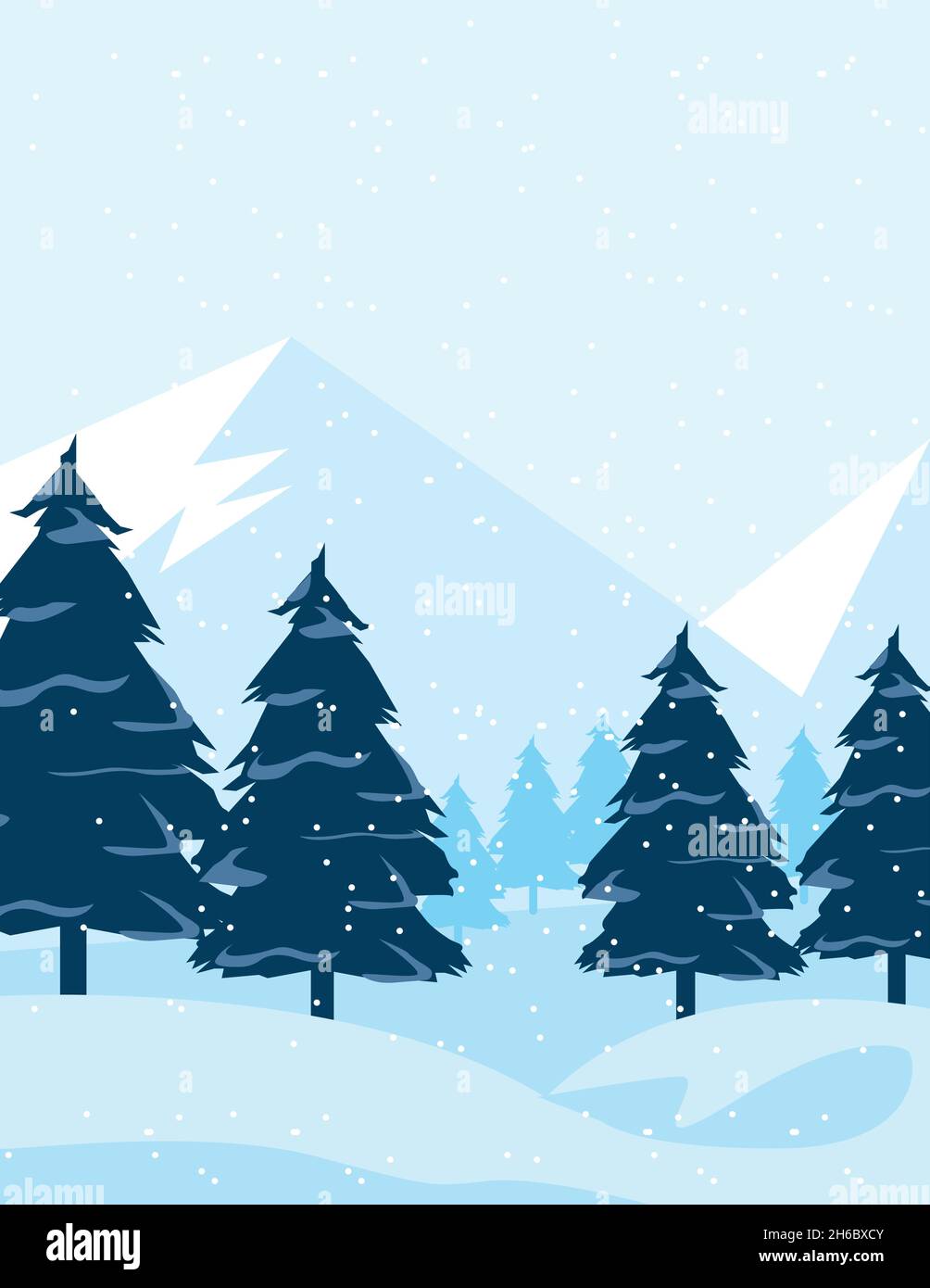 Winter landscape pines on Stock Vector Images - Alamy