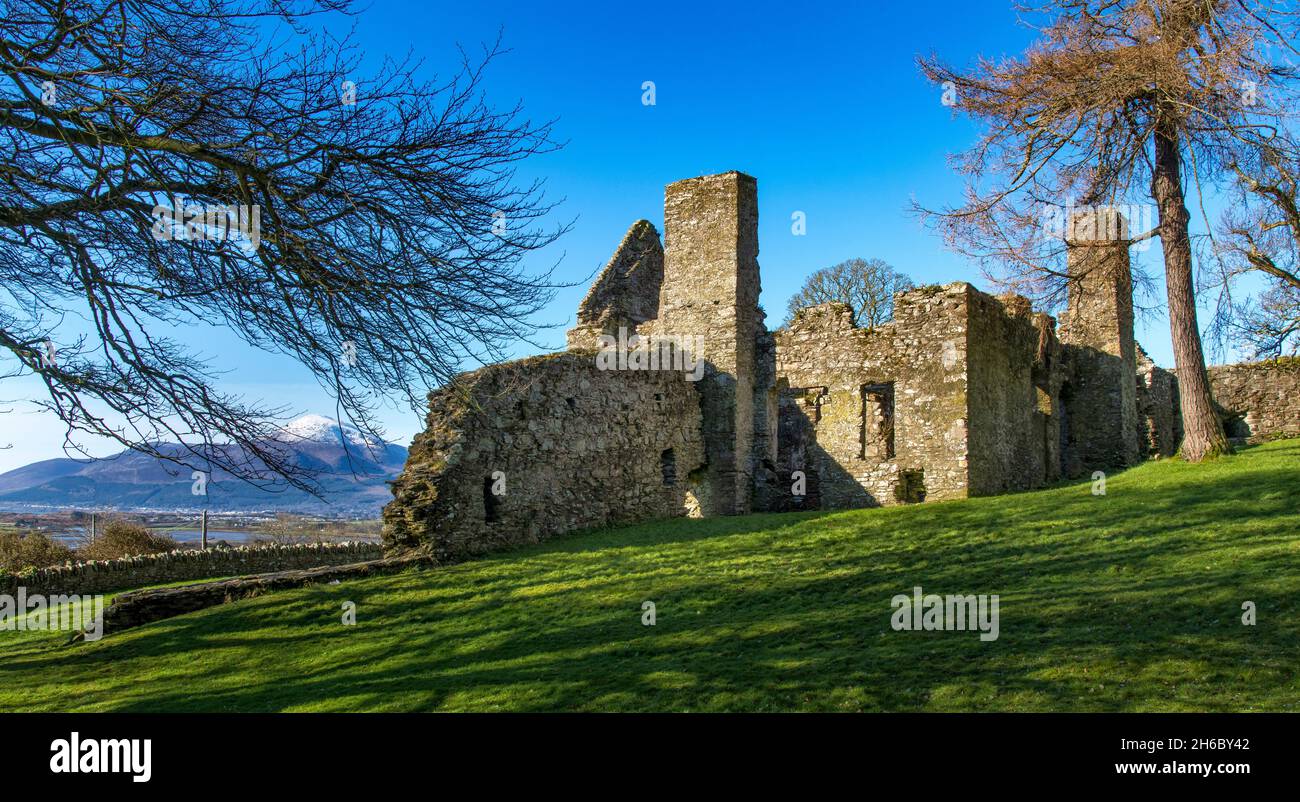 Ruins of the Norman Castle at Dundrum in springtime, County Down ...