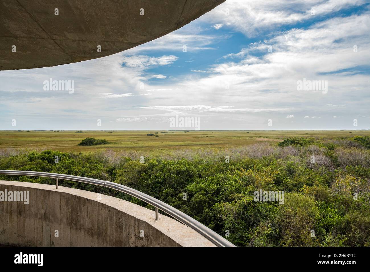Panoramic view of the Everglades from the Shark Valley Observation ...