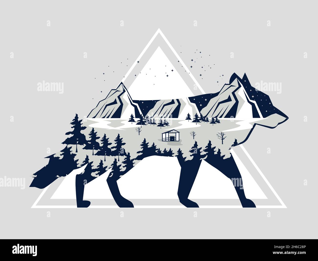 wolf animal double exposure Stock Vector Image & Art - Alamy