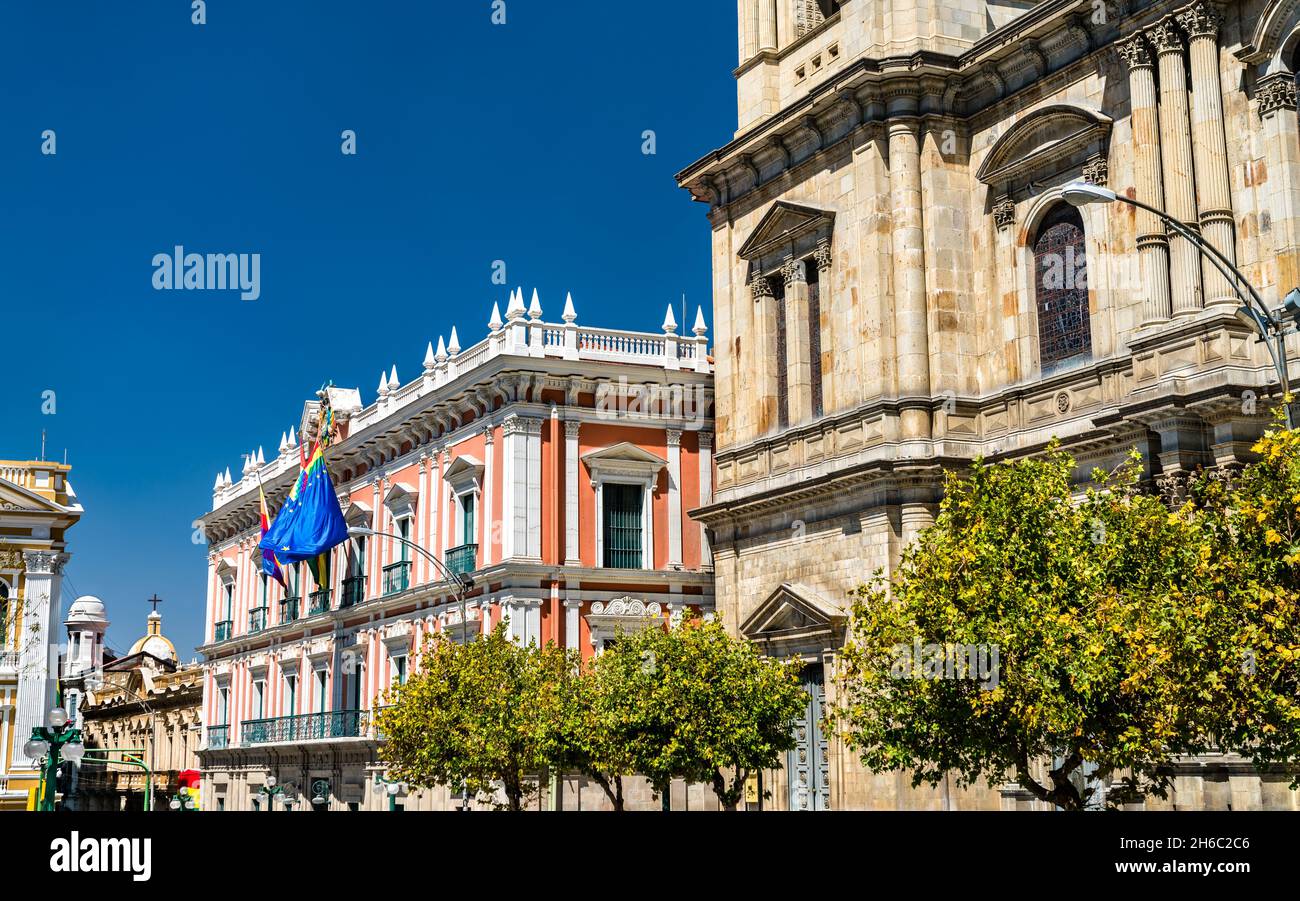 Palacio Quemado, the Palace of Government in La Paz, Bolivia Stock ...