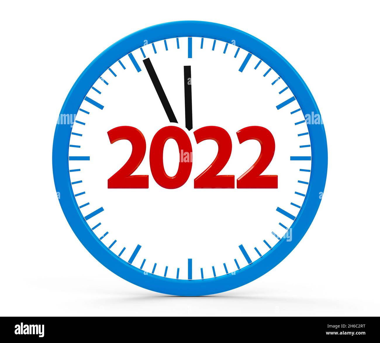 Modern isolated clock on white background represents new year 2022 ...