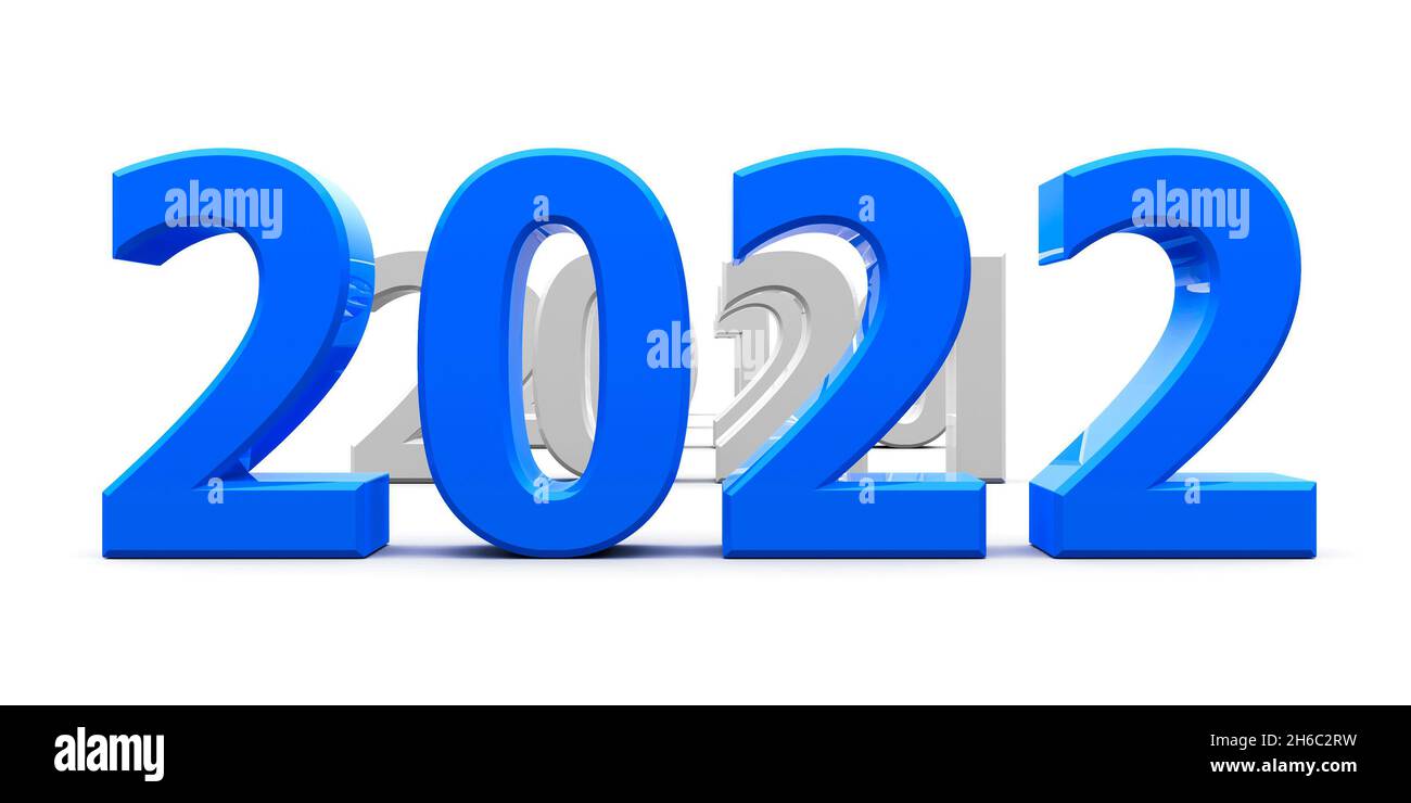 Blue 2022 come represents the new year 2022, three-dimensional ...