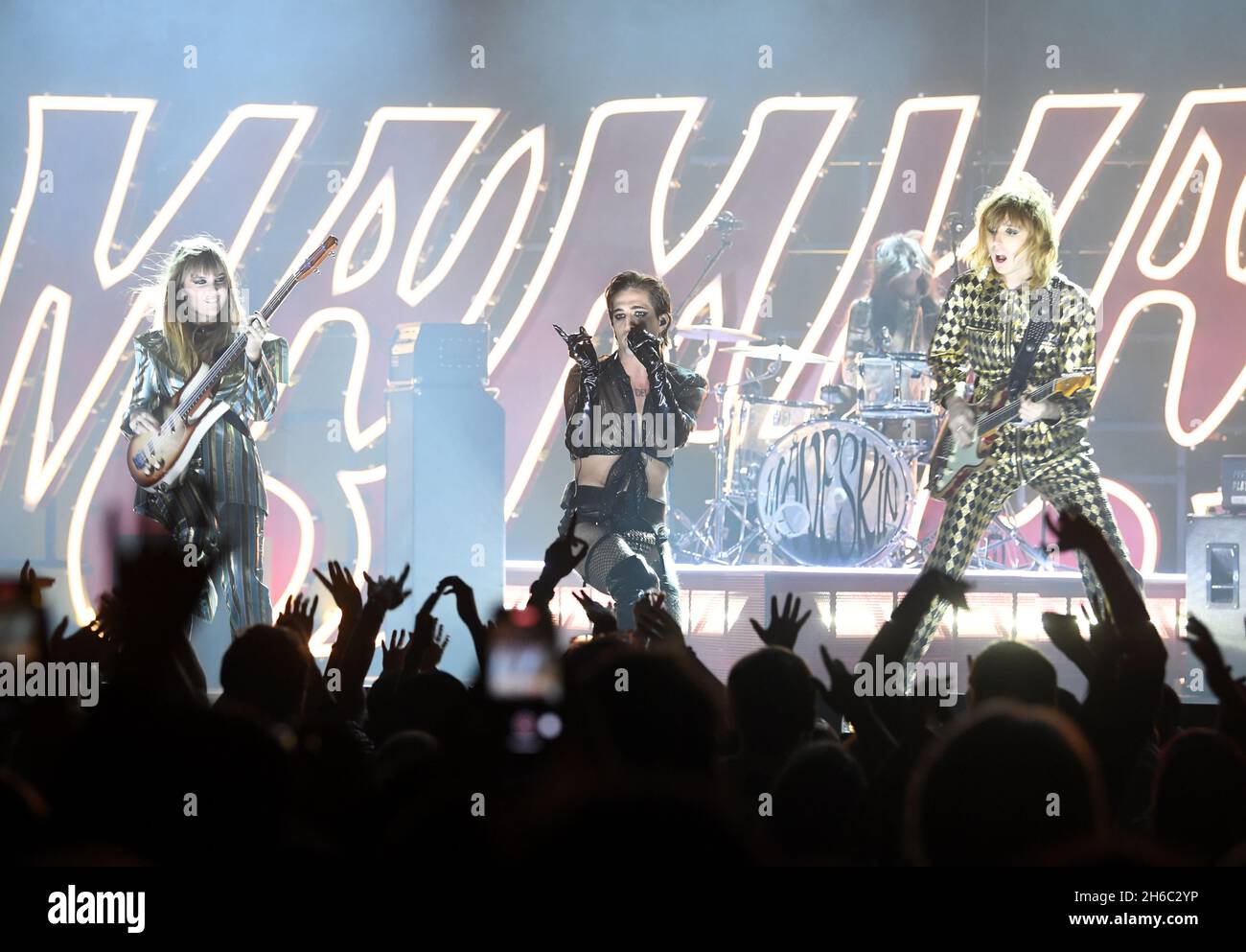 November 14th, 2021, Budapest, Hungary. Maneskin on stage at the 2021 ...