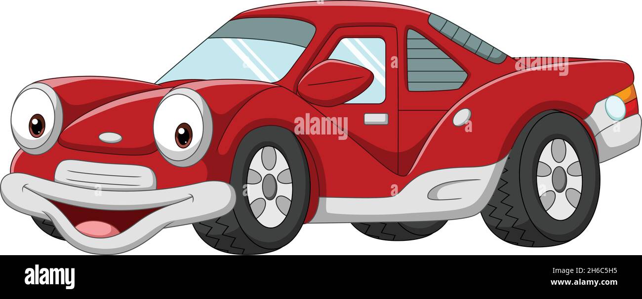 Smiling red car cartoon on white background Stock Vector Image & Art ...