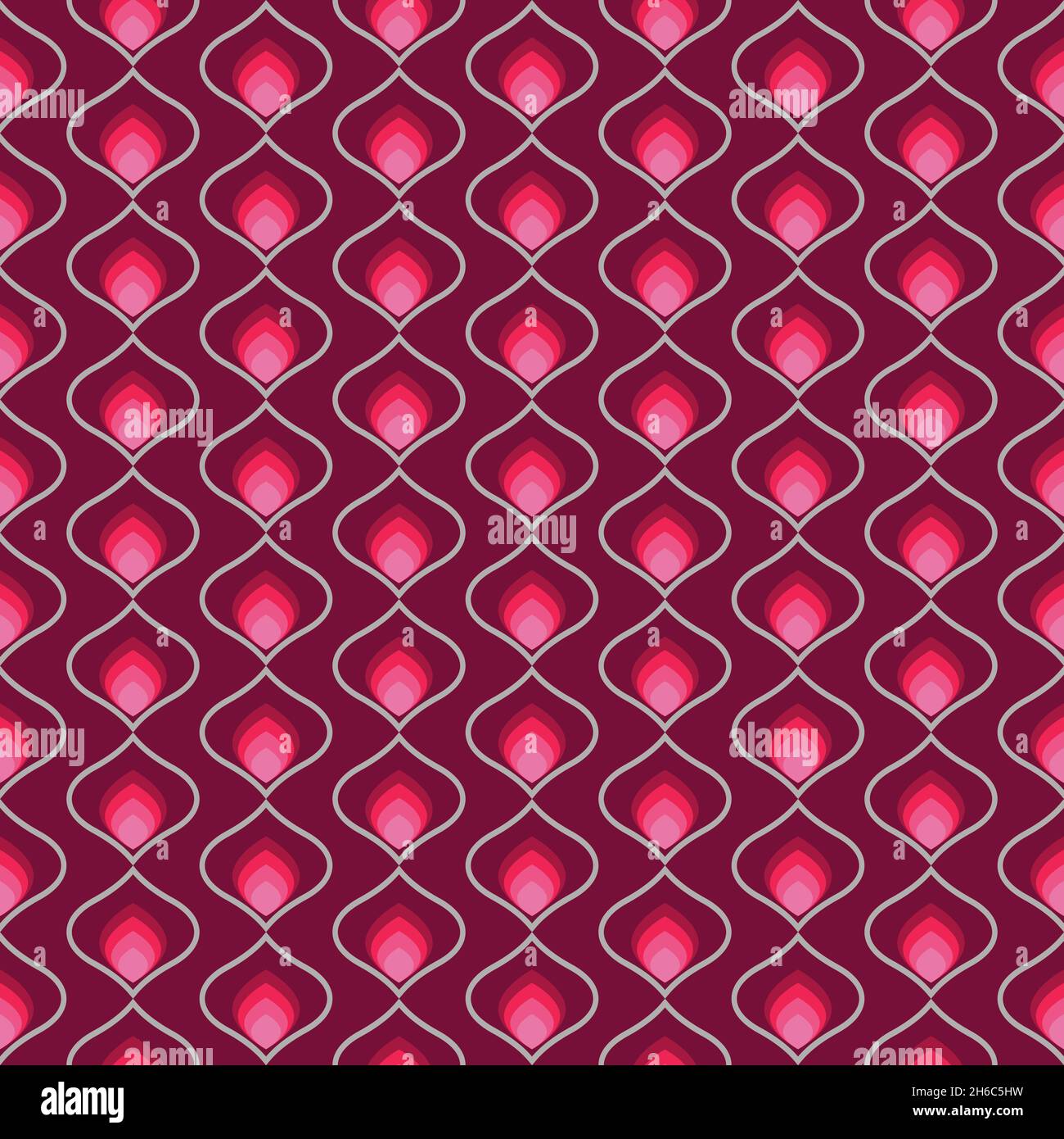 Oval geometric pattern. Vector seamless pattern in burgundy and pink ...