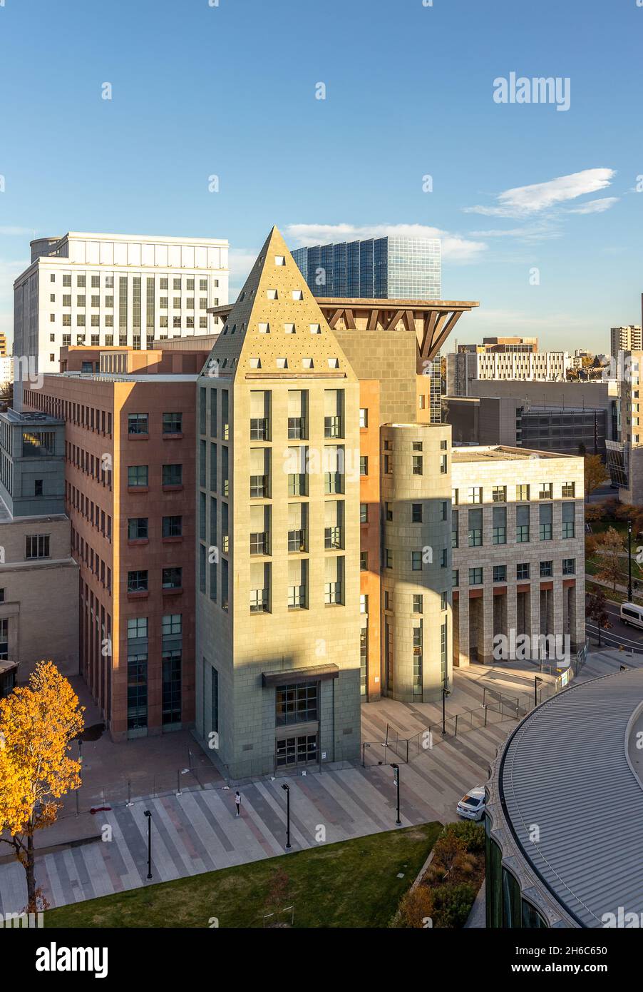 Iconic Denver, Colorado, architecture. Modern building and Denver ...