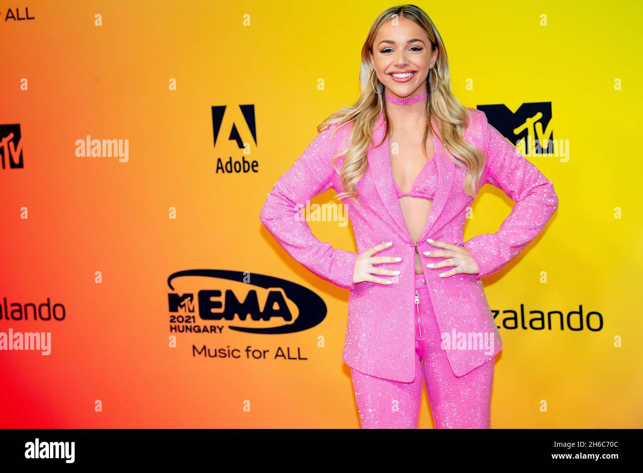 Emma Heesters attending the MTV EMAs 2021 at the Laszlo Papp Budapest ...
