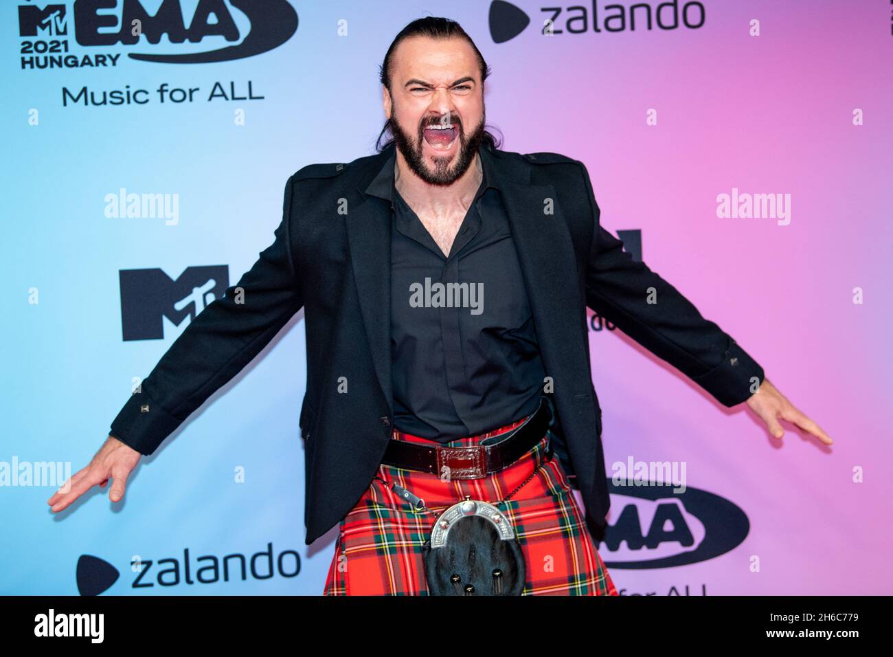 Drew McIntyre attending the MTV EMAs 2021 at the Laszlo Papp Budapest ...