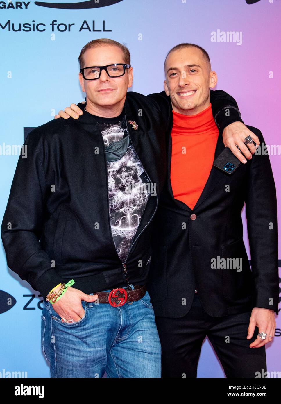 Csaba Kajdi and David Pap attending the MTV EMAs 2021 at the Laszlo ...