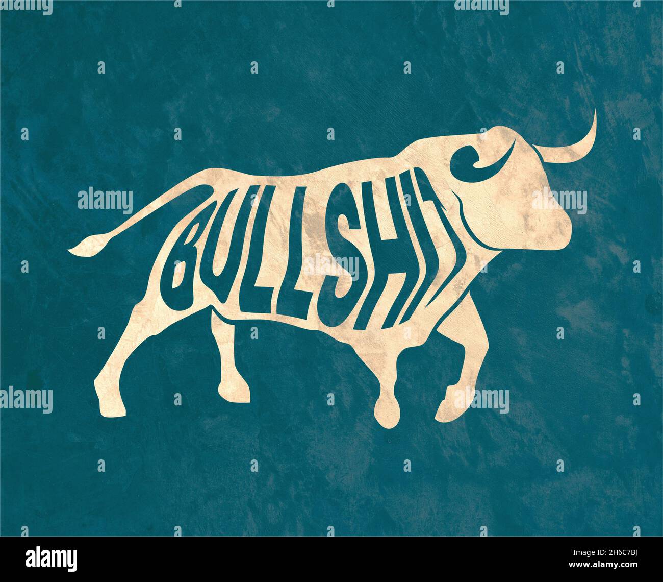 Exciting Bull rushes with the text on his body bullshit, minimal ...