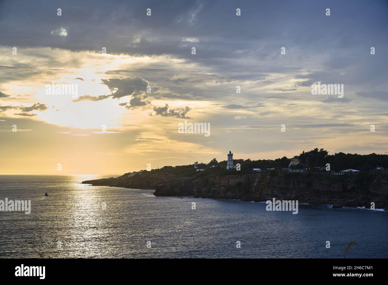 Lighthouse on the rock in Cascais, Portugal Stock Photo - Alamy