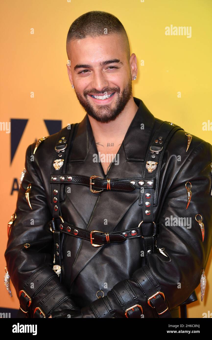 November 14th, 2021, Budapest, Hungary. Maluma arriving at the 2021 MTV ...