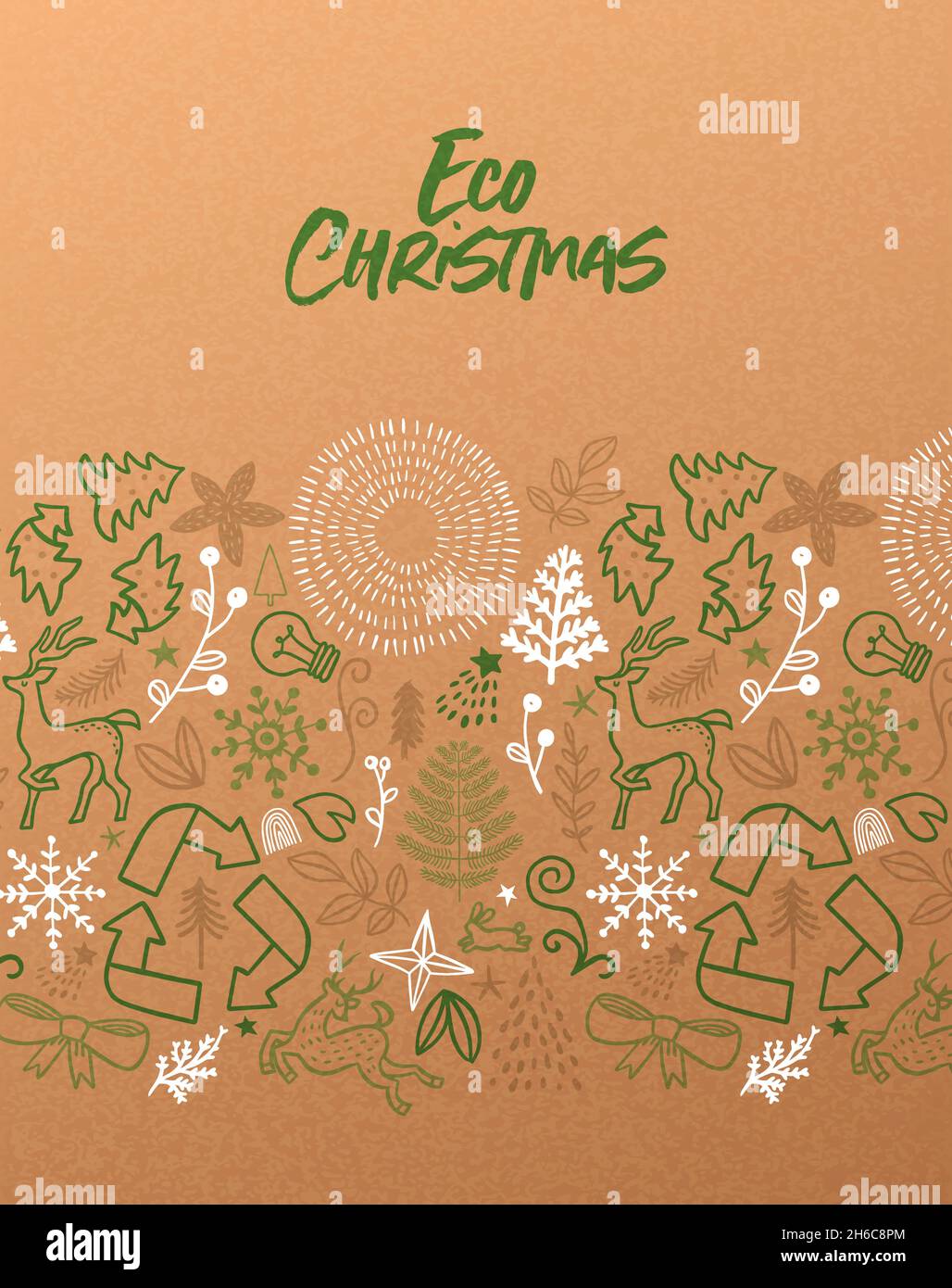 Eco Christmas greeting card illustration of environment friendly hand ...