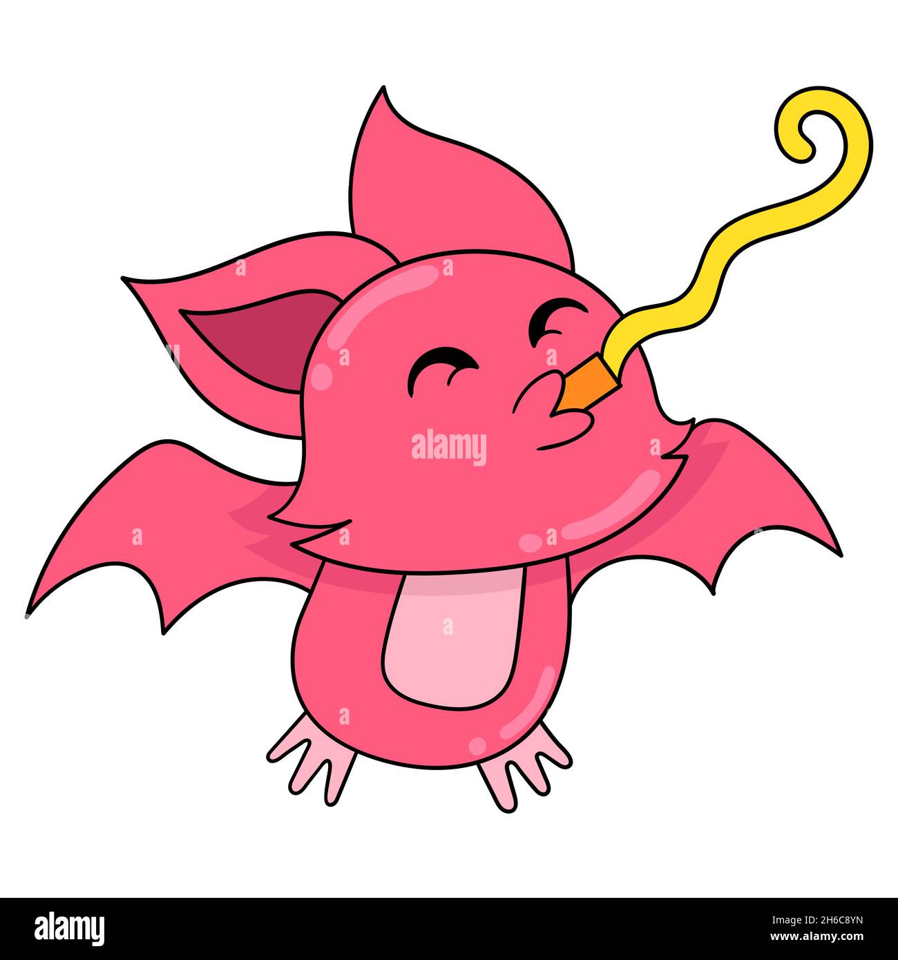 flying red bats celebrating new year party, vector illustration art ...