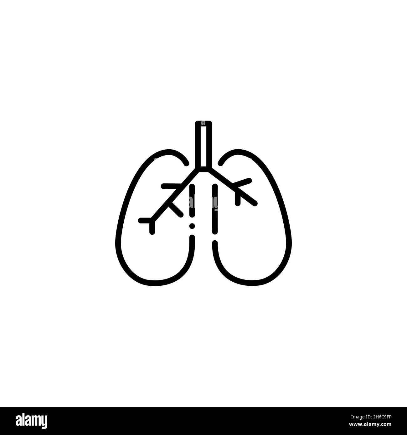 Human lungs. Internal breathing organ. Pixel perfect, editable stroke ...