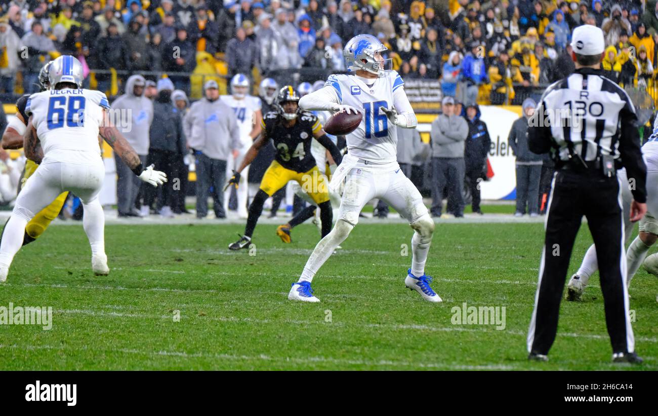 Pittsburgh, PA, USA. 14th Nov, 2021. Jared Goff #16 during the ...