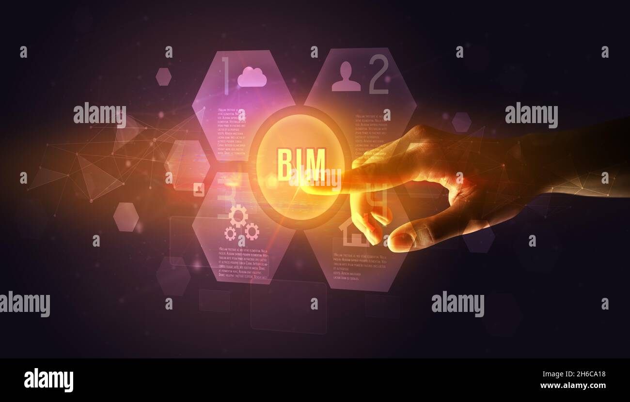 Hand touching digital button concept Stock Photo - Alamy