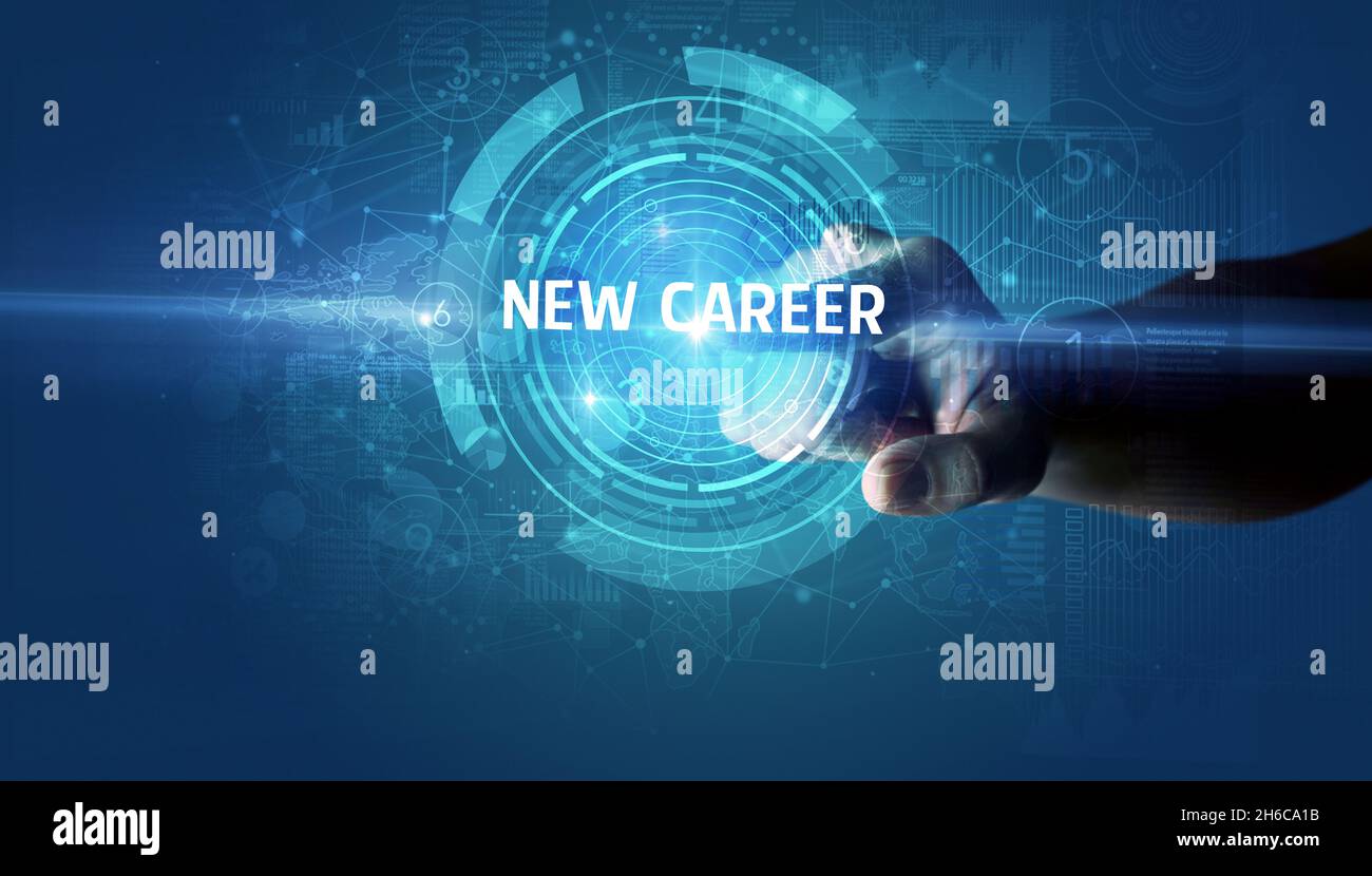 Hand touching business concept button Stock Photo - Alamy