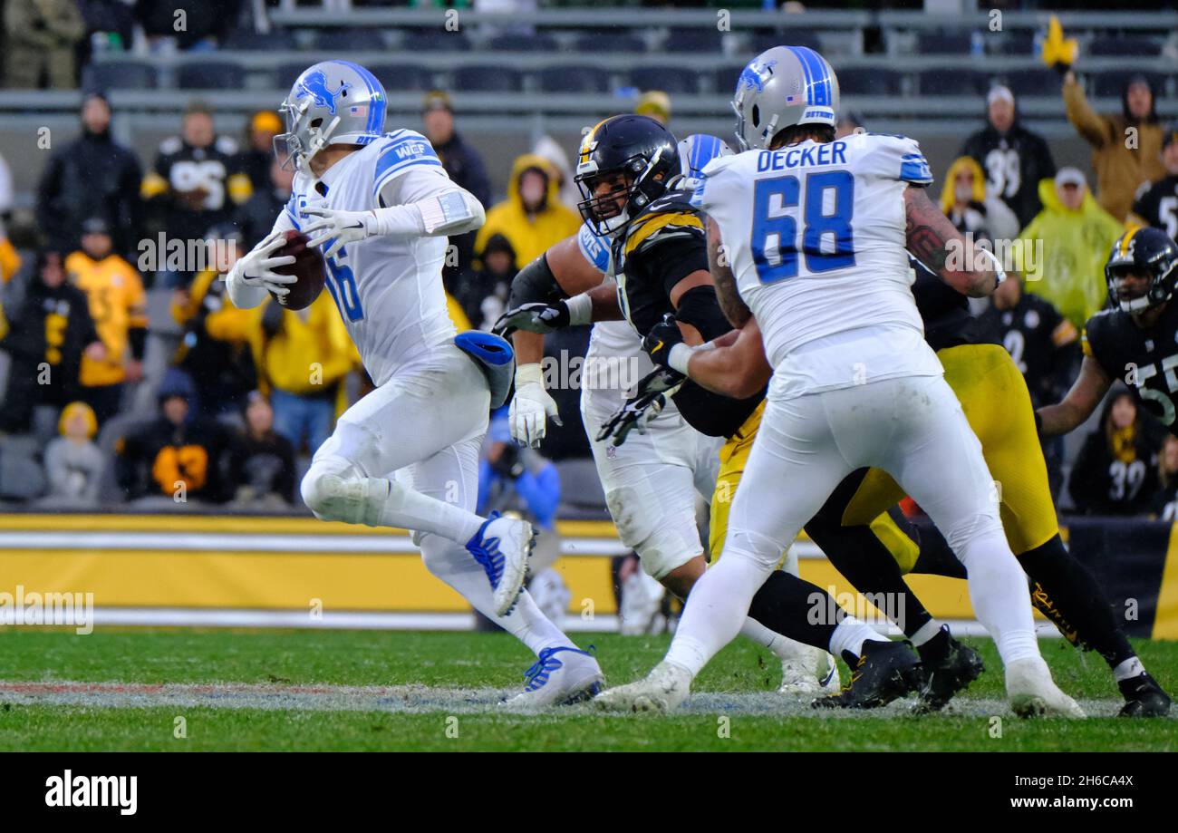 November 14th, 2021: Jared Goff #16 during the Pittsburgh Steelers vs ...