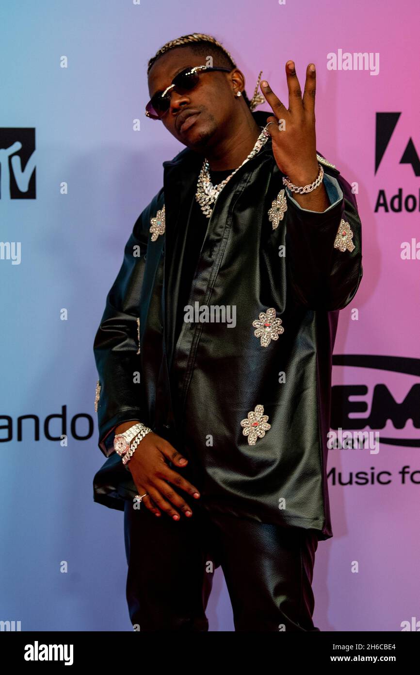 Rayvanny attending the MTV EMAs 2021 at the Laszlo Papp Budapest Sports ...